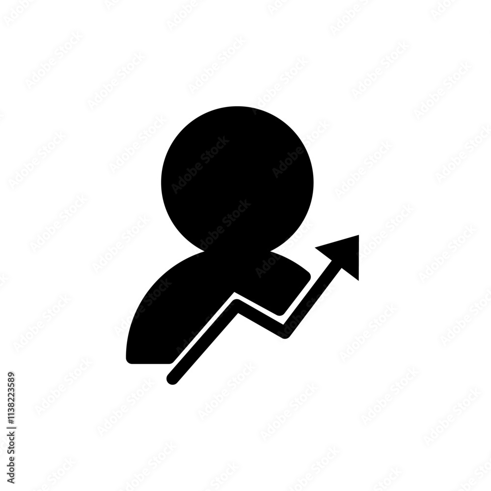 user icon with statistics, simple flat style, symbol vector ...