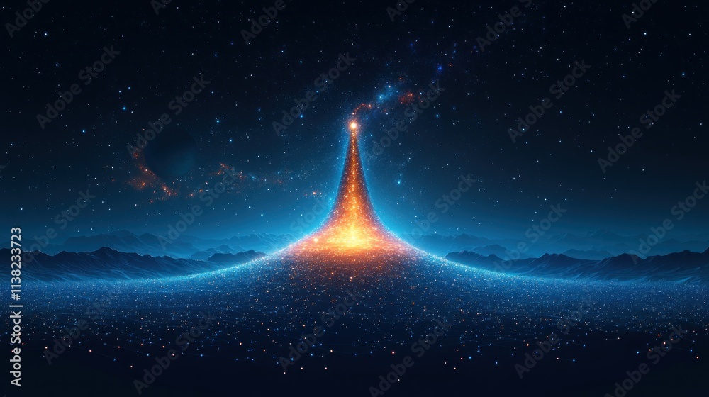 Ilustración de Stock Celestial Christmas Tree: A cosmic winter ...