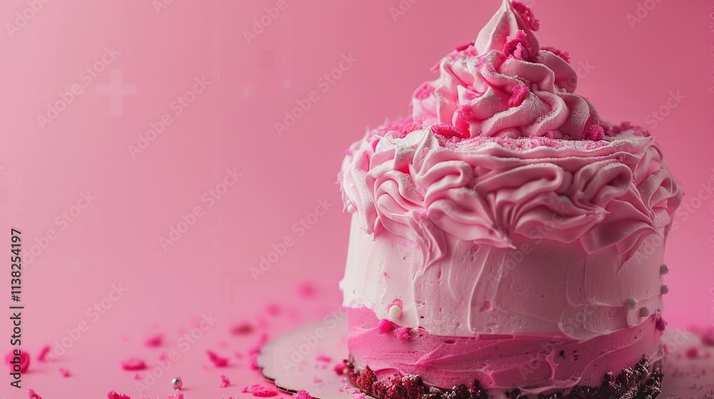 birthday cake forms a charming background. The pink color gives a soft ...