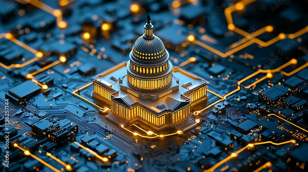 Capitol building, government, stock market. A digital representation of ...