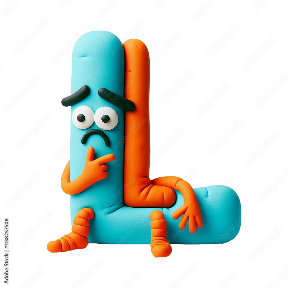 Colorful plasticine kids font, crafted alphabet letter L with funny ...