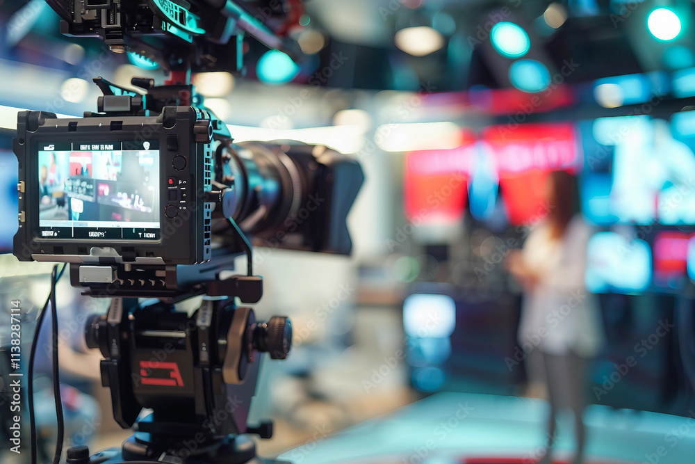 Generative AI professional male female Television Reporter in broadcast ...