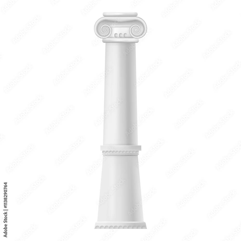 Pillar of greek architecture for facade. Vector realistic Ionic style ...