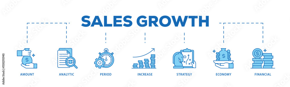 Sales growth infographic icon flow process which consists of financial ...