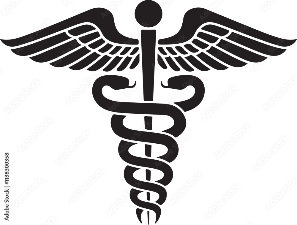 Caduceus medical symbol with two snakes staff vector image Stock Vector ...