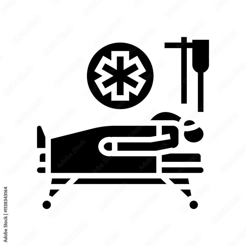emergency room fracture injury glyph icon vector. emergency room ...