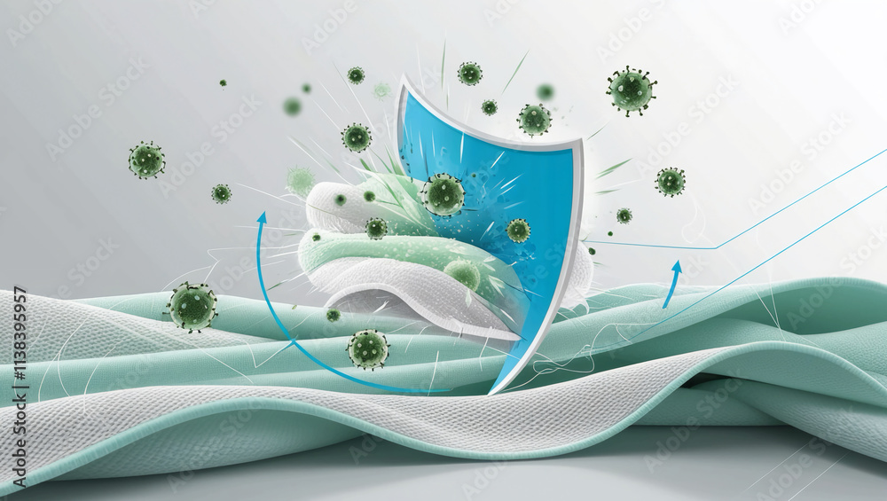 stops viruses and bacteria from growing on textile fibres. prevents the ...