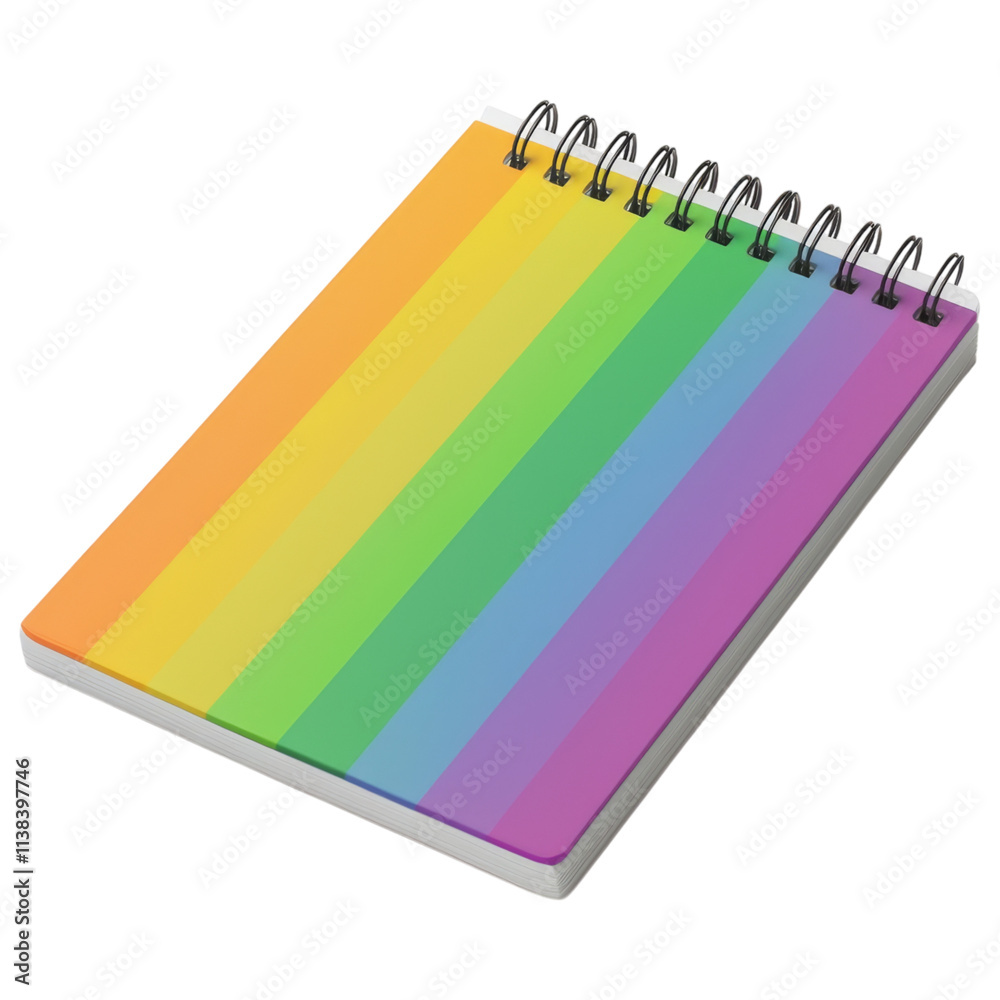 Colorful rainbow notepad with spiral binding, perfect for notes and ...