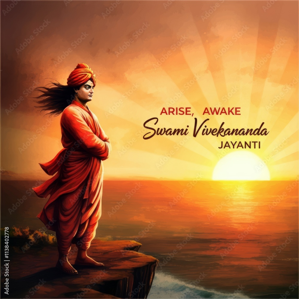 Swami Vivekananda Jayanti Vector illustration, National Youth Day of ...