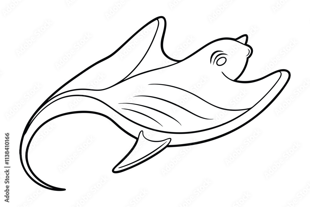 Cartoon stingray line art vector design Stock Vector | Adobe Stock
