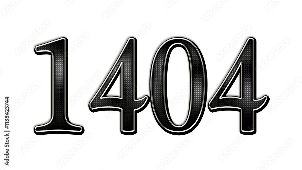 black metal 3d design of number 1404 on white background. Stock ...