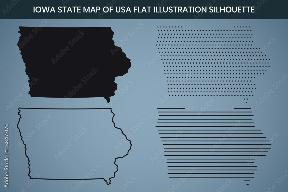 Iowa State Hand Drawn Outline Map of USA Stock Vector | Adobe Stock