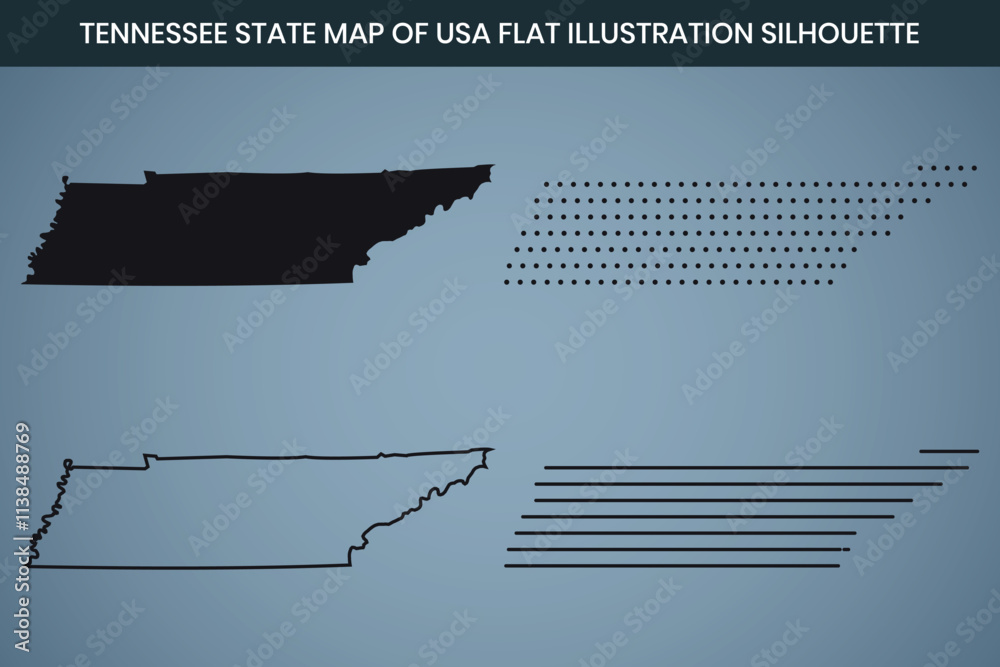 Tennessee State Hand Drawn Outline Map of USA Stock Vector | Adobe Stock