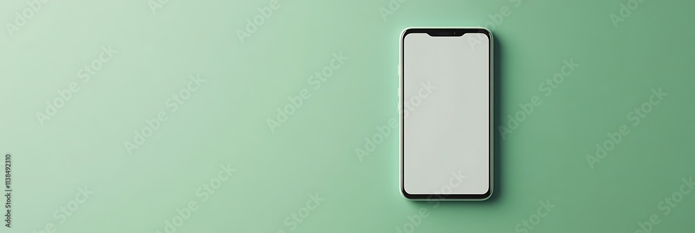 Plain smartphone front design with no content on a solid light mint ...