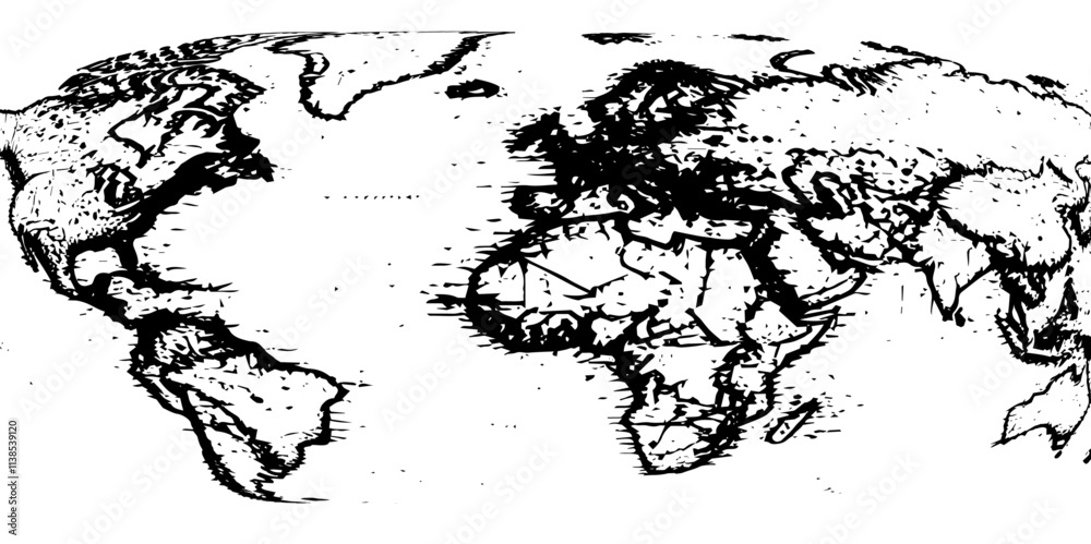 Abstract world map with black and white Ariel view world map top view ...
