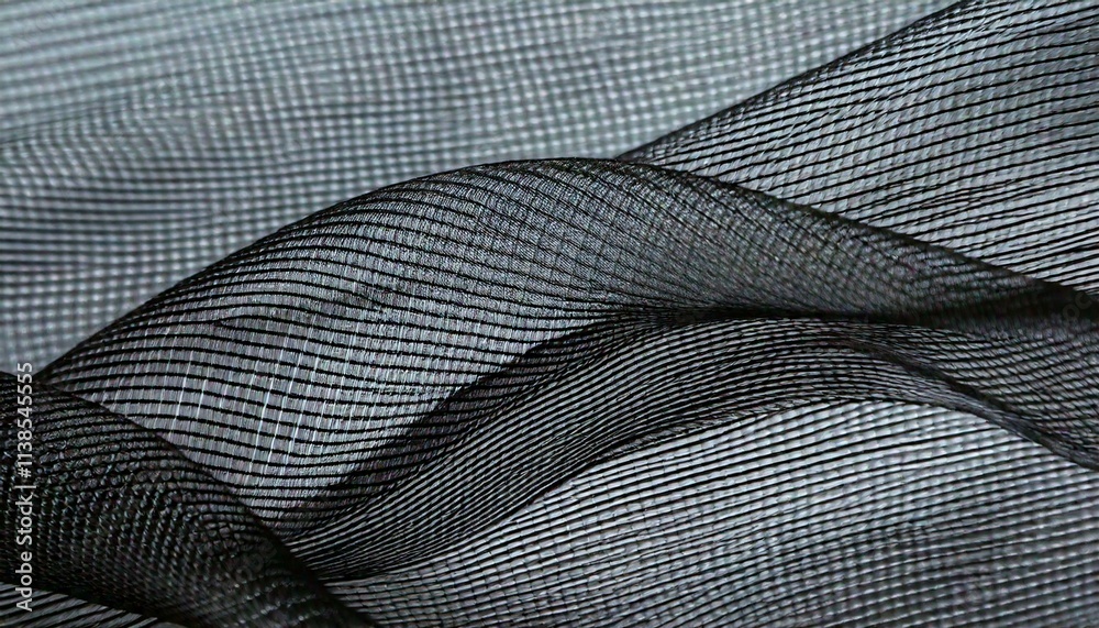 black sheer mesh fabric with texture chiffon veil organza tulle textile ...