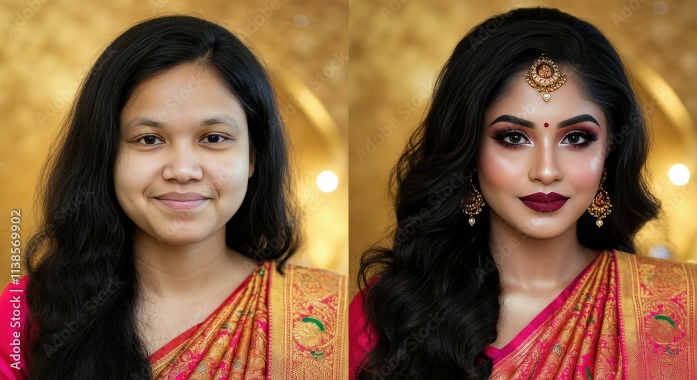 Transformative traditional indian bridal makeup before and after on ...