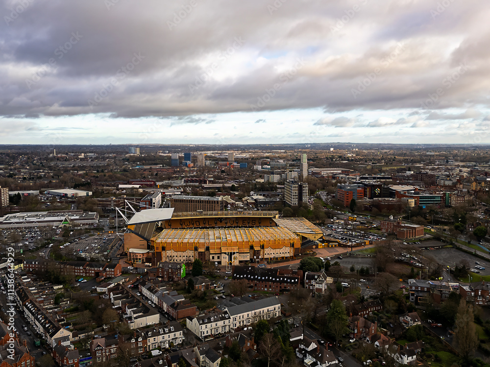 An aerial view of Molineux stadium, the home of Wolverhampton Wanderers ...