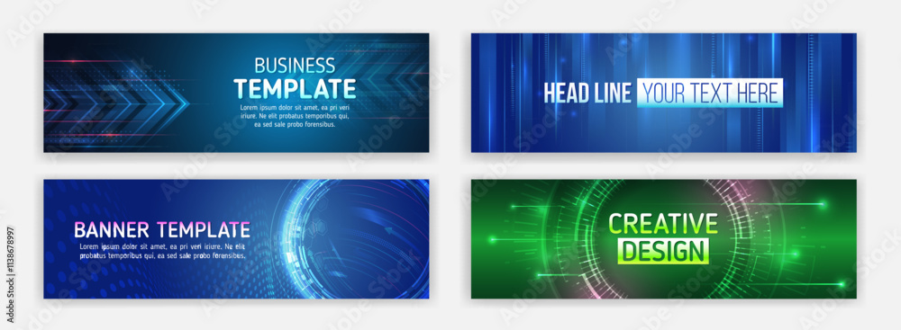 Modern banner design with technology element. Data protection, internet ...