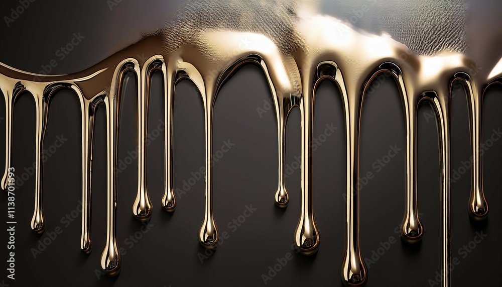 shiny liquid metal drips on dark background sleek and modern Stock ...
