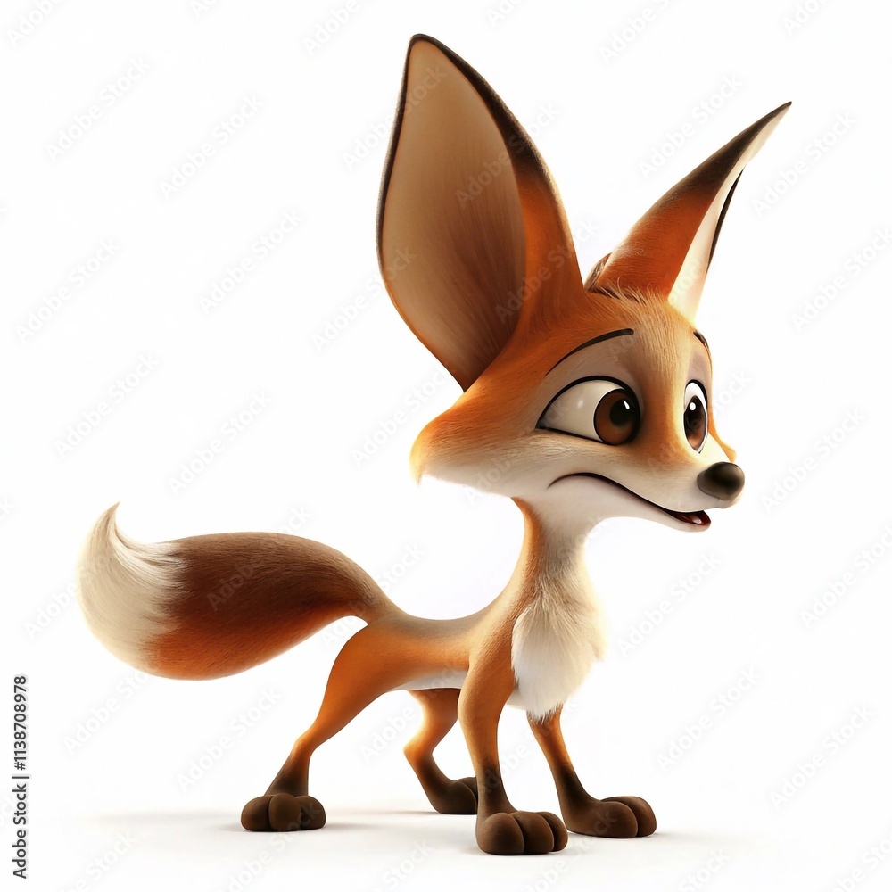 fox 3d cartoon isolated on white background Stock Illustration | Adobe ...