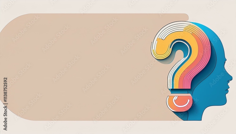 single line colored sidebar question mark concept on plain skin color ...