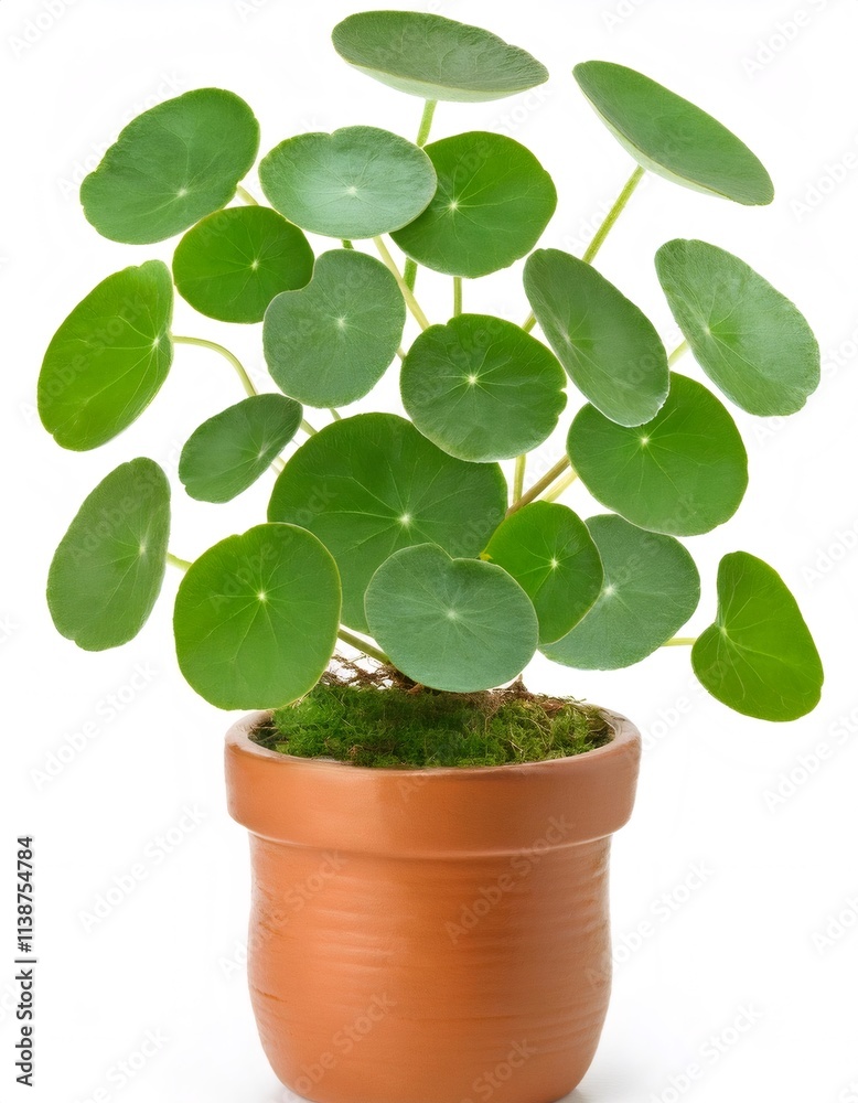 Pilea peperomioides, also known as chinese money plant, with its ...