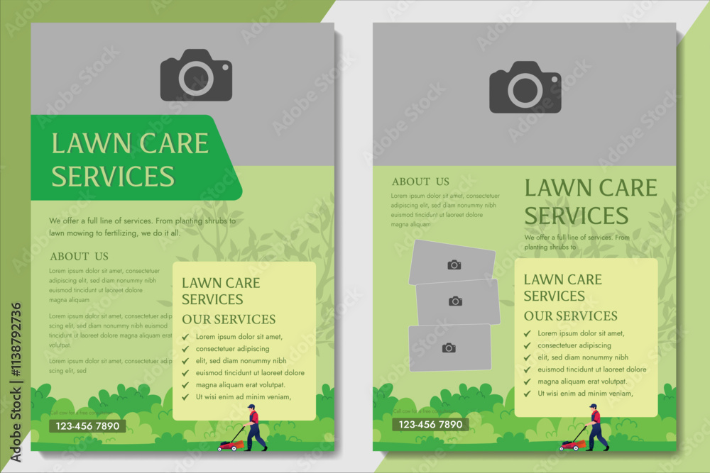 Lawn Mower Garden or Landscaping Service Flyer Template. Business Flyer ...