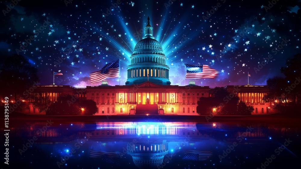 Realistic, classic Presidential Inauguration 2025 banner, Capitol dome ...
