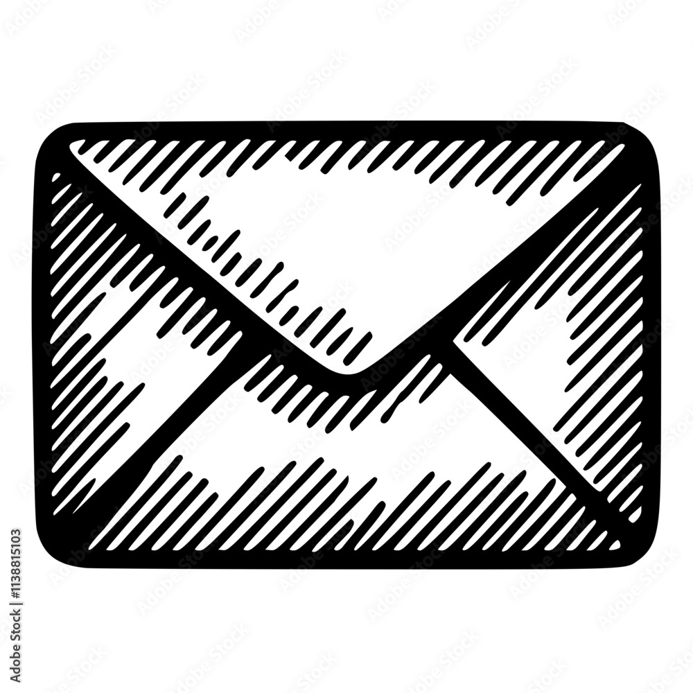 Vector de Stock Hand drawn black email icon, contact icon svg, email ...