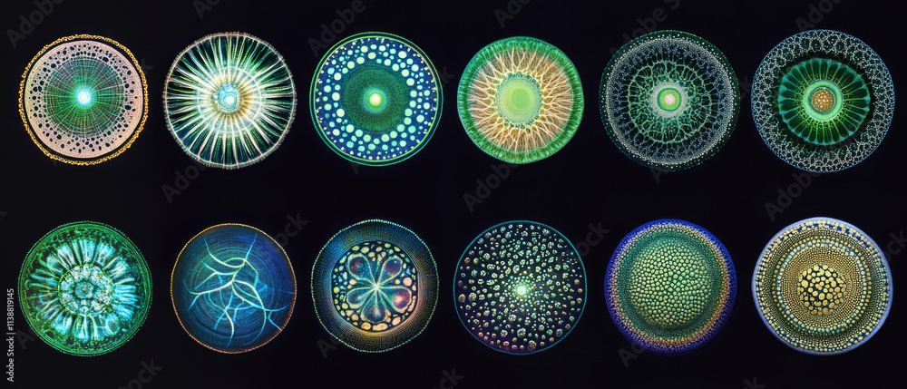 Diatom Areolae Patterns: Microscopic Beauty, Scientific Illustration ...