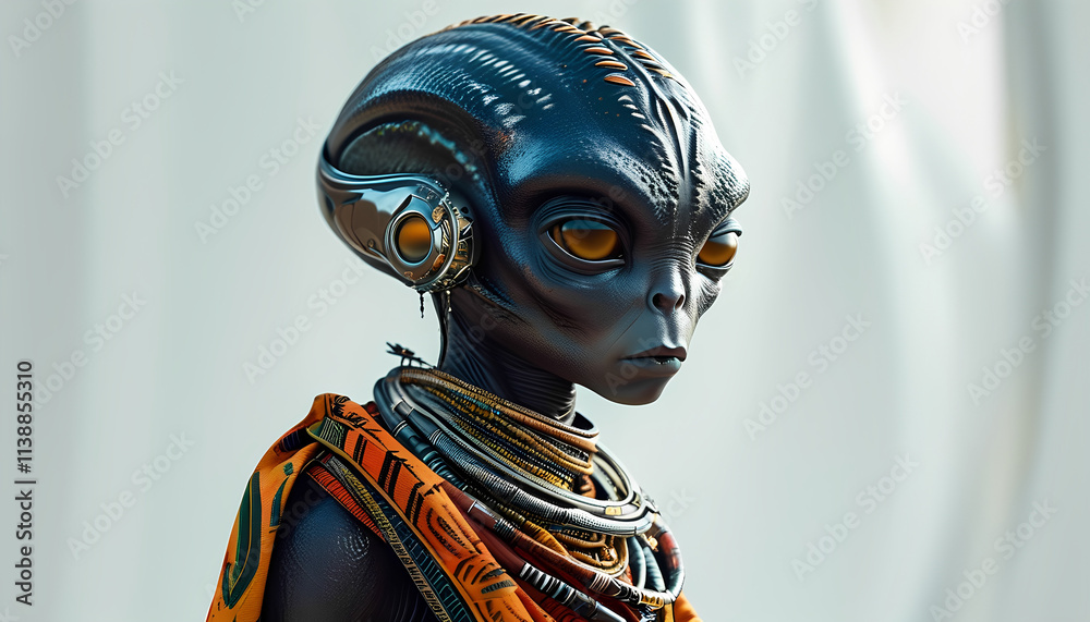 Extraterrestrial Humanoid with Futuristic Tribal Design for Sci-Fi and ...