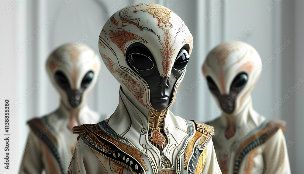 Extraterrestrial Humanoids in Futuristic Ornate Suits for Sci-Fi and ...