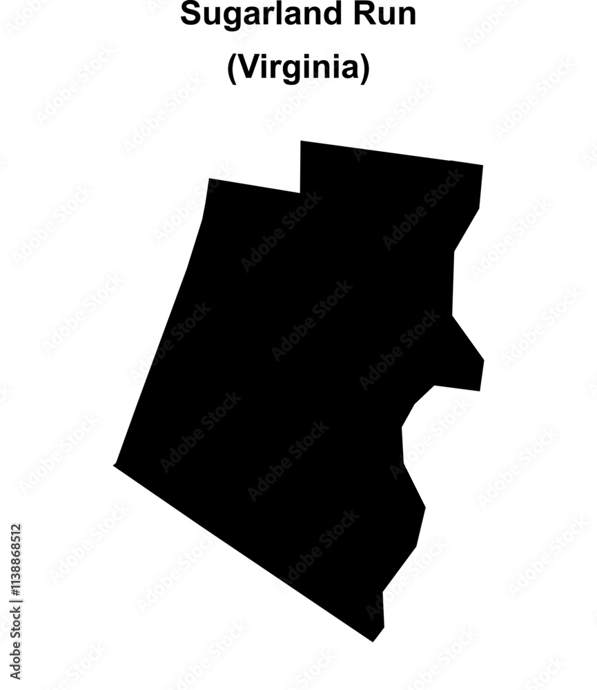 Sugarland Run (Virginia) blank outline map Stock Vector | Adobe Stock