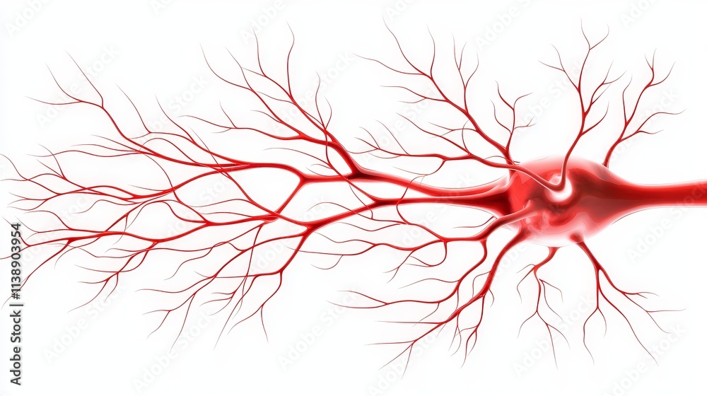 Neuron structure with branching pathway, asymmetrical connections ...