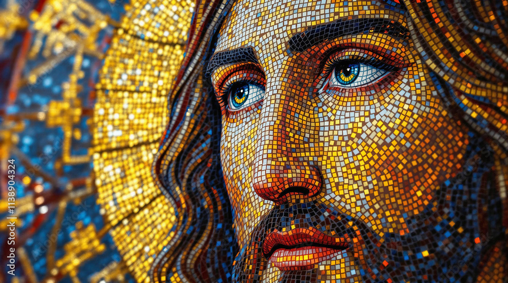 Jesus Christ Stunning Byzantine Mosaic Background - Religious Art Stock ...