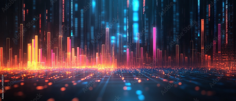 Paper filled with financial numbers, bar graphs, and colorcoded ...