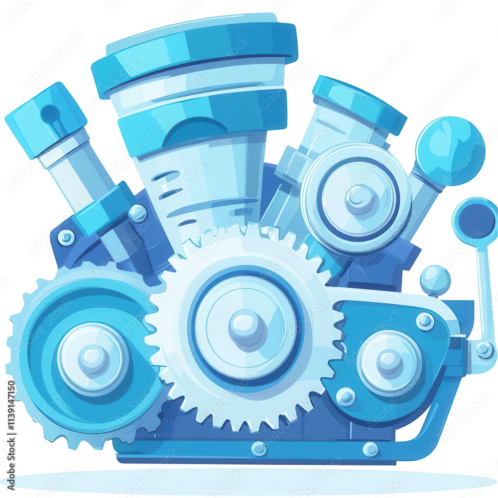 Dynamic engine illustration with transparent background digital art ...