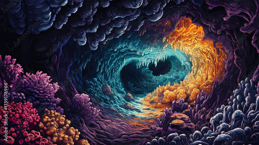 Journey to the abyssal depths a captivating view of an underwater chasm ...