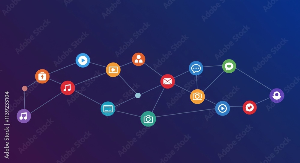 Easy to understand animation of a growing network with colorful ...