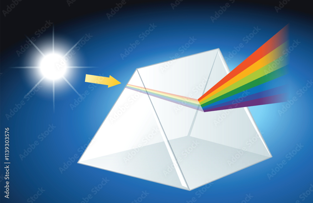Light Refraction Through Glass Prism Stock Vector | Adobe Stock