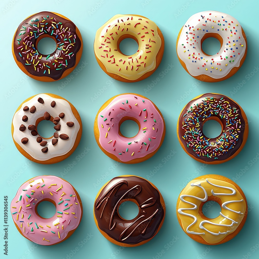 Minimalist Donut Icons with Pastel Colors. Clean donut icons featuring ...