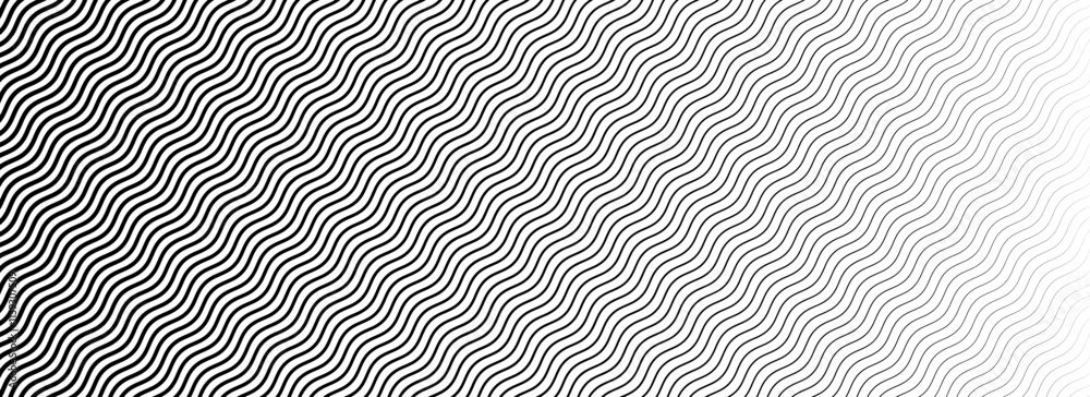 Wavy line gradient pattern. Black and white fading wave halftone ...