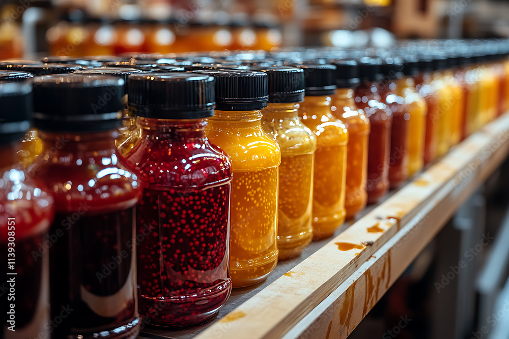 Ilustración de Stock Production of various condiments such as ketchup ...