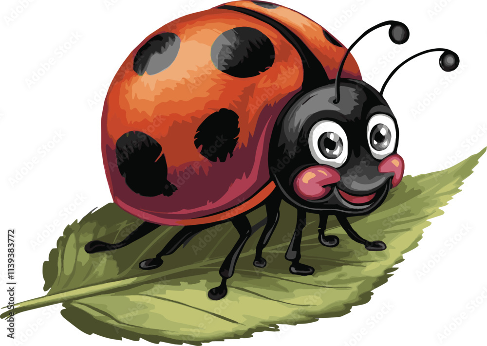 vector illustration of a cartoon ladybird animation, painted with ...