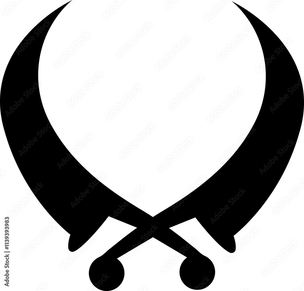 Saber icon. Crossed swords. Black silhouette. Front side view. Vector ...