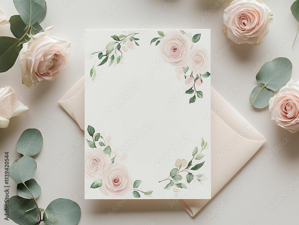 A luxurious wedding invitation design featuring delicate watercolor ...