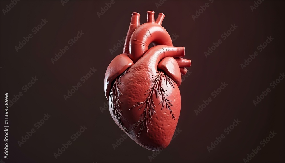 Anatomically Correct Human Heart With Venous System Realistic Vector Model 3d Illustration For