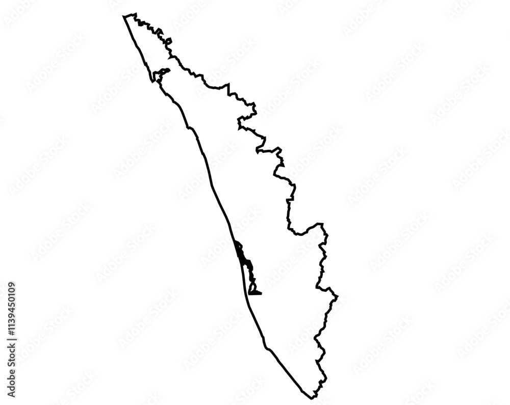 Minimalist Line Art Map of Kerala Stock Vector | Adobe Stock