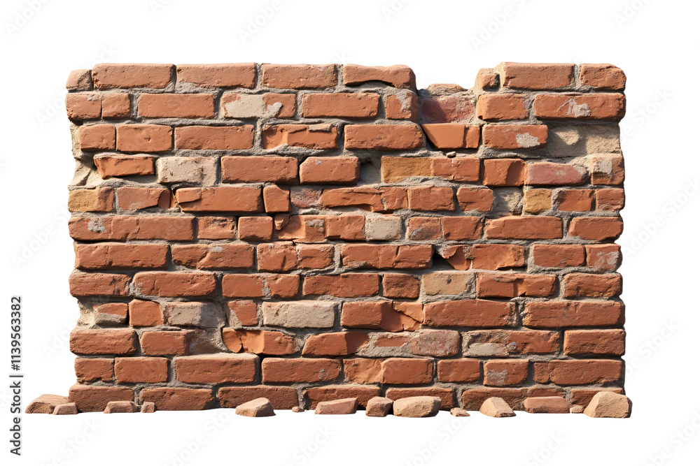 Broken Brown Brick Wall: brown bricks with cracks, chips, and broken ...